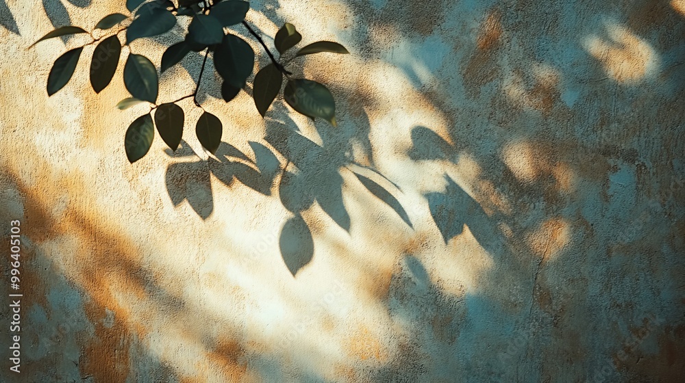 Minimalist shadows are projected onto neutral toned walls, creating a ...