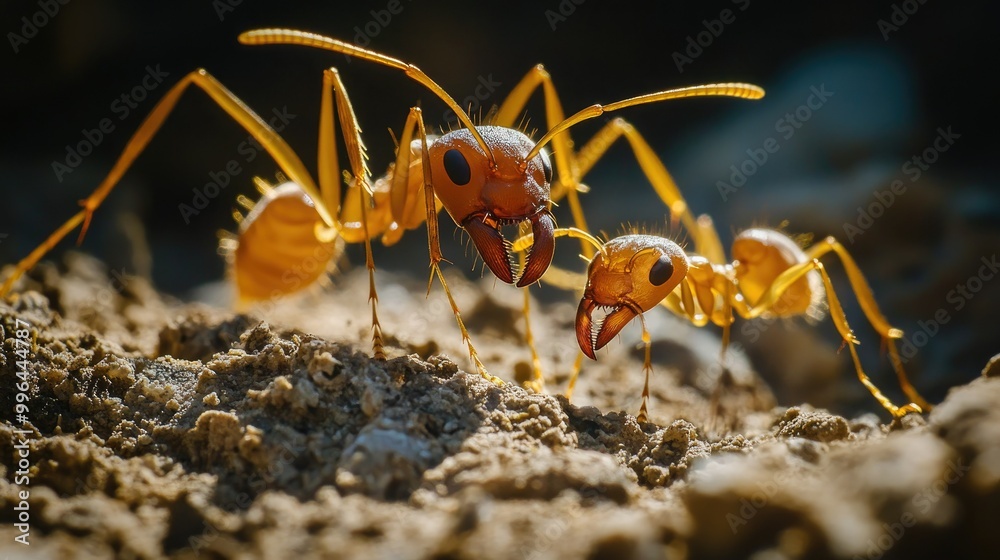 Weaver ants fiercely defending their nest against an intruder insect ...