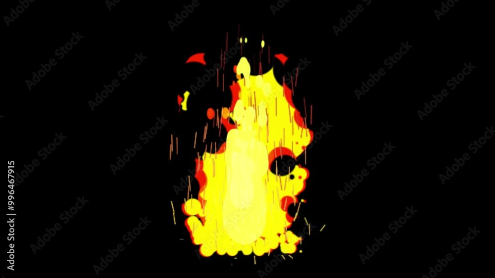 2d FX fire on black background. Animations of cartoon fire effects ...