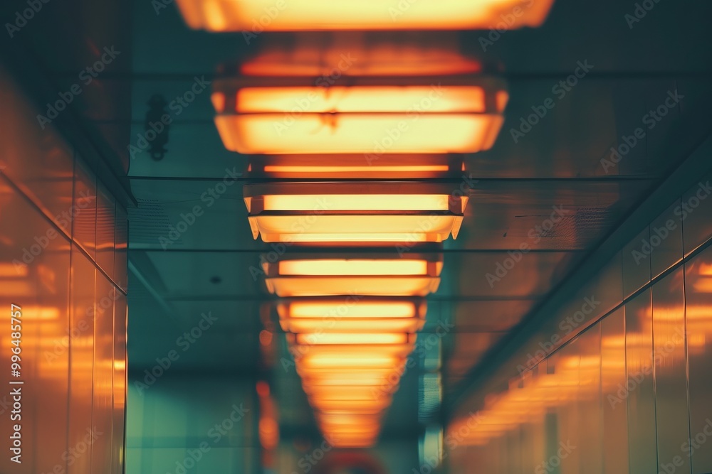 Tilt the camera upwards towards the fluorescent lights flickering ...