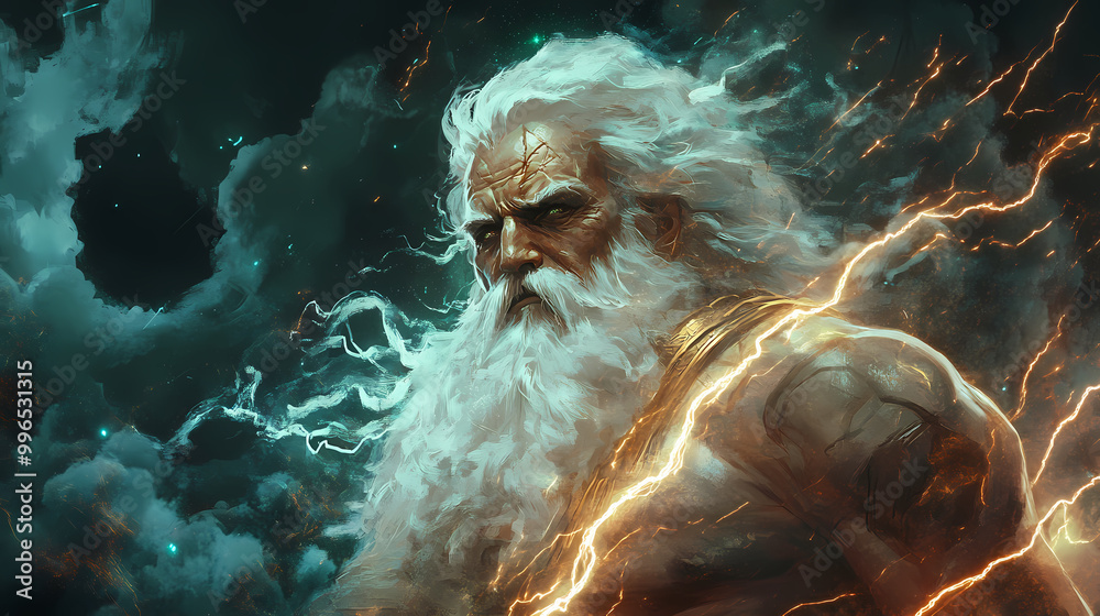 Illustration of zeus, god of sky and thunder. zeus the king of the ...