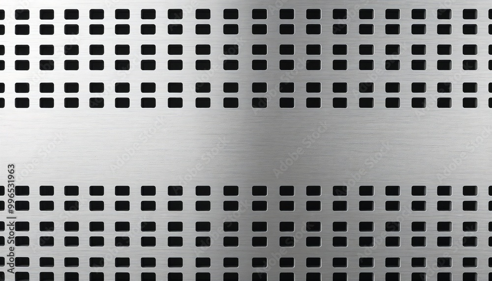 Brushed metallic surface with square cutouts for industrial design ...