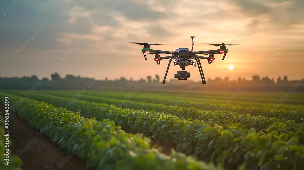 Drone monitoring crop health using thermal imaging in an agricultural ...