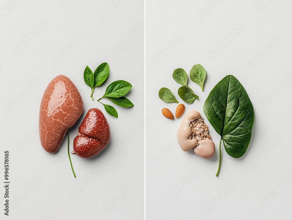 Healthy liver vs liver with cirrhosis and cancer, side-by-side ...