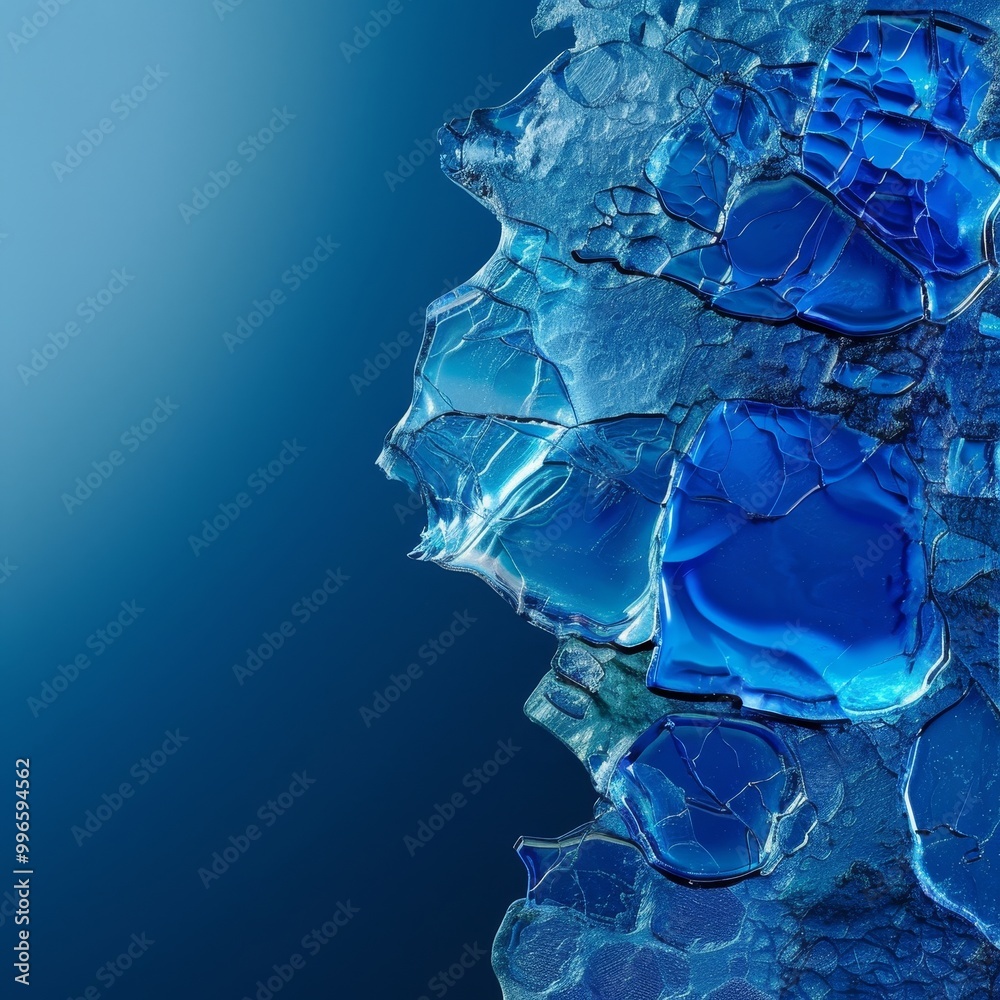 Blue graphics with rough glass edges. The gradient colors are vivid and ...