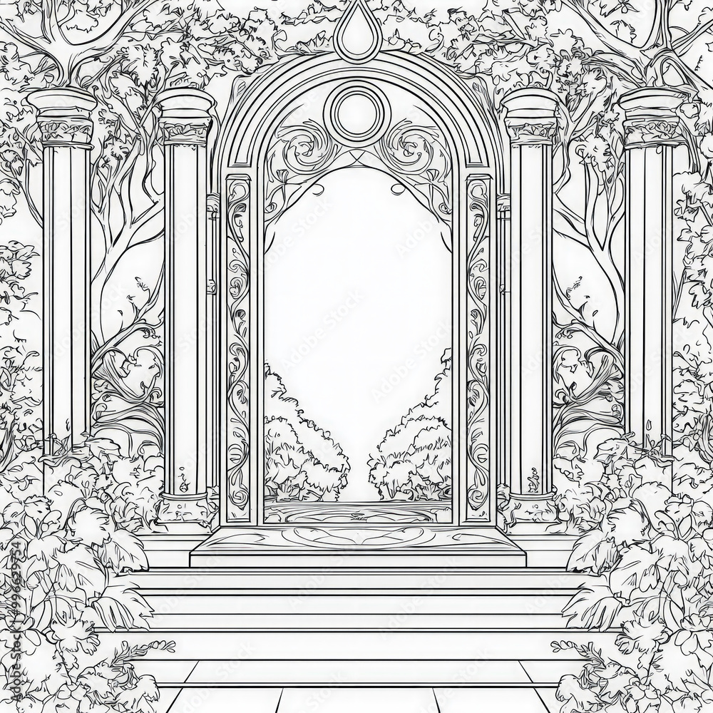 A magical portal leading to another world, coloring page for kids ...