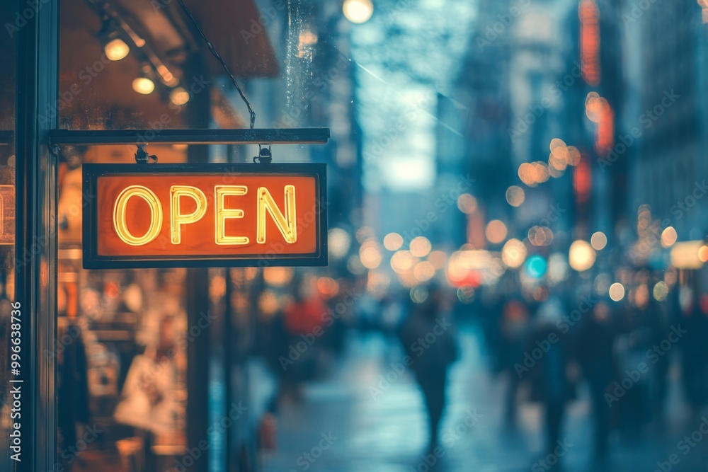 soft focus photography of a busy shopping street with a storefront sign ...