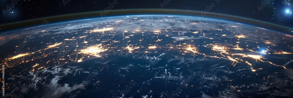 Stunning view of Earth from space at night showing illuminated cities ...