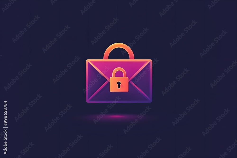 Encrypted Email Icon with Lock Symbol, encryption, security, technology ...