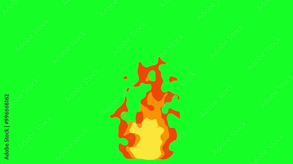 2d FX fire on green background. Animations of cartoon fire effects ...
