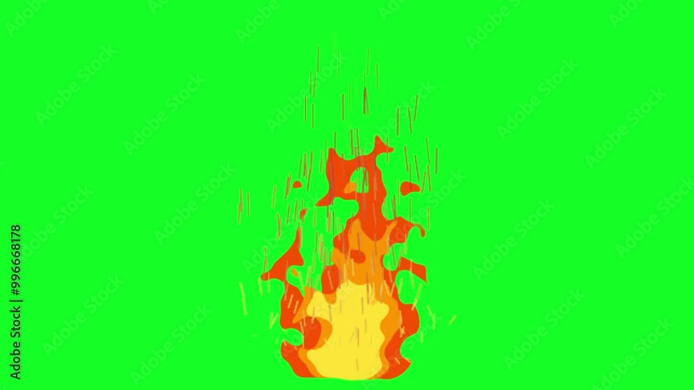 2d FX fire on green background. Animations of cartoon fire effects ...