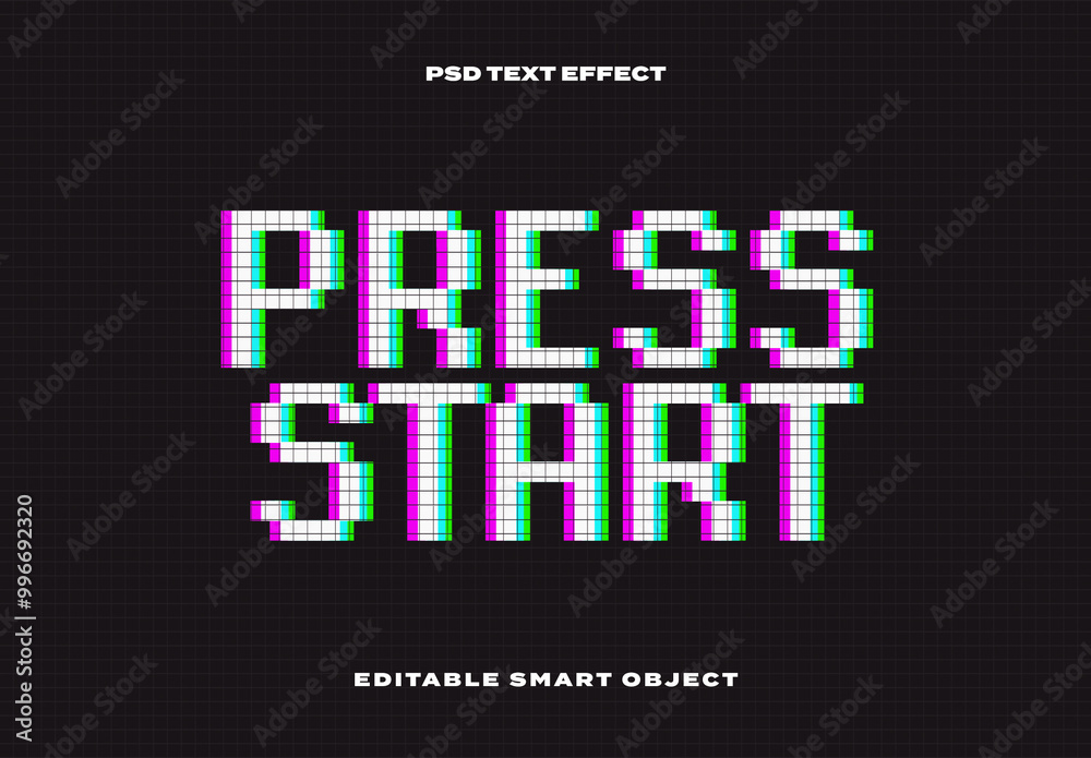 Glitch Retro Game Text Effect Stock Template | Adobe Stock