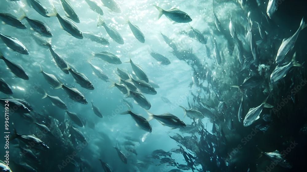 Captivating underwater scene showcasing a vast bountiful school of ...