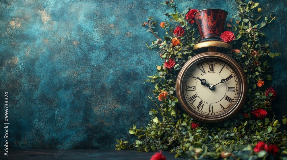 Mad Hatter's Wonderland Clock Banner background of Mad Hatter Day theme ...