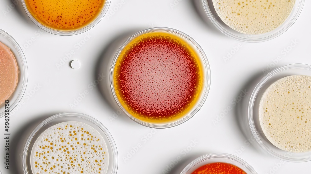 Bacterial colonies forming intricate patterns in clear agar plates ...