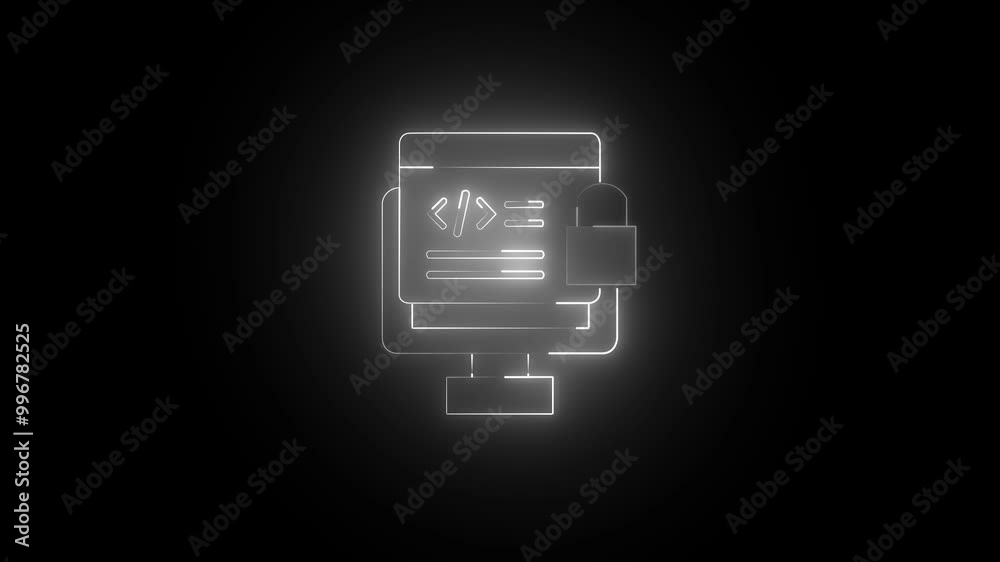 Neon coding brackets with neon security - dynamic programming icon ...