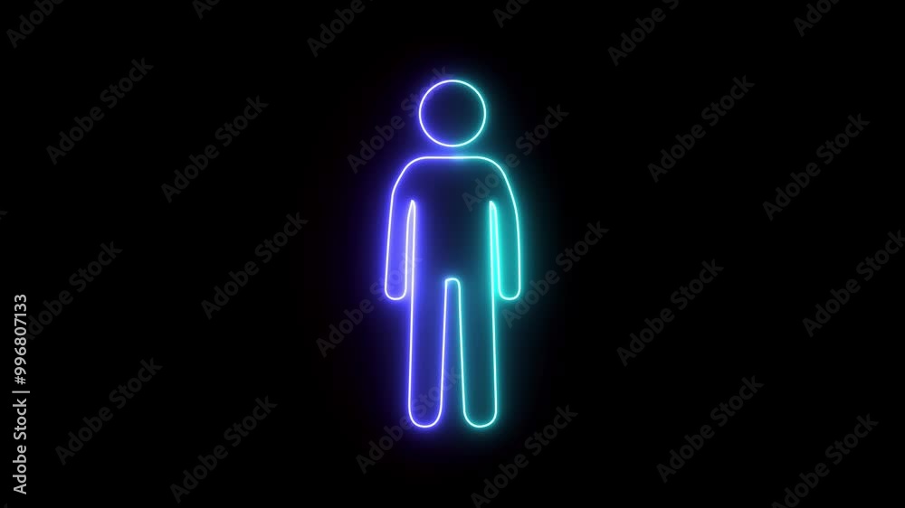 male neon animation. Pointer to the toilet or restroom animation ...
