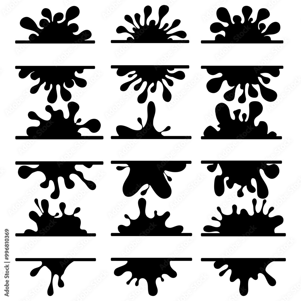 Ink blots and smears, blotting paper spots, liquid paint blobs, smears ...