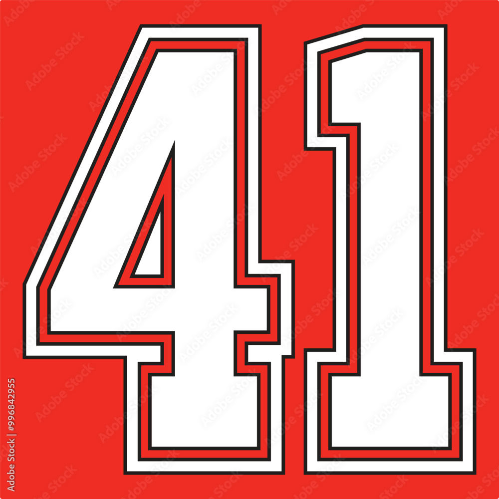 41 Classic Vintage Sport Jersey Uniform numbers in black with a black ...