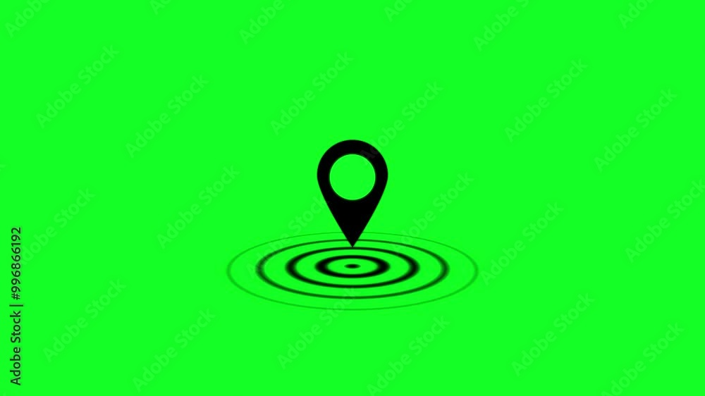4k map location icon pointer animated with radio wave,locator Pin point ...