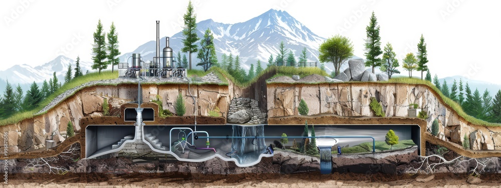 Cross-Section Diagram of Geothermal Energy System Stock Illustration ...