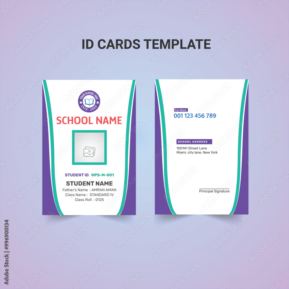 ID card design for school, Identity Card Design Stock Vector | Adobe Stock