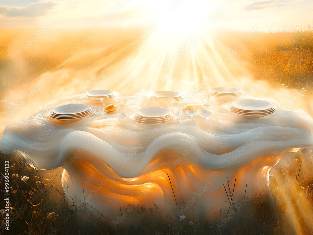 Surreal breakfast tableau featuring an organic sentient table ...