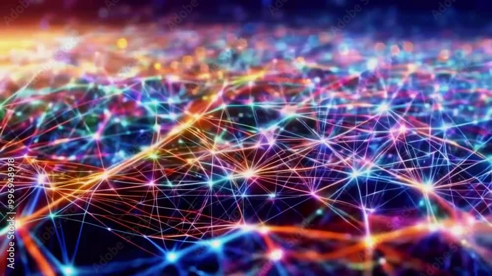 A visually data streams flowing like neon rivers, transfer of big data ...