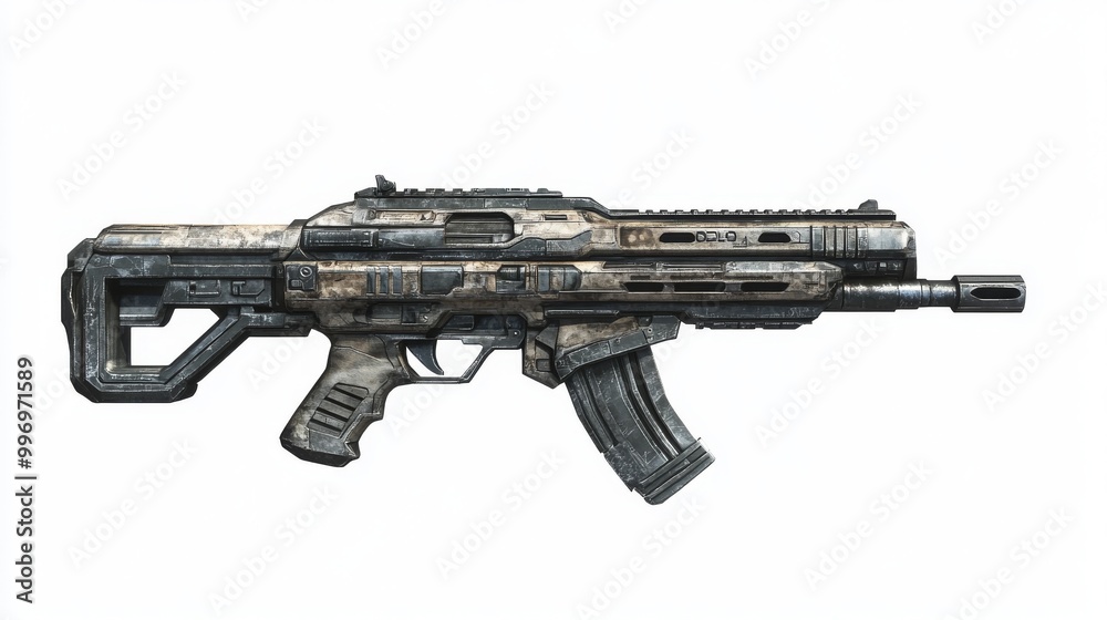 A Modern automatic rifle isolated on white background. Weapons special ...