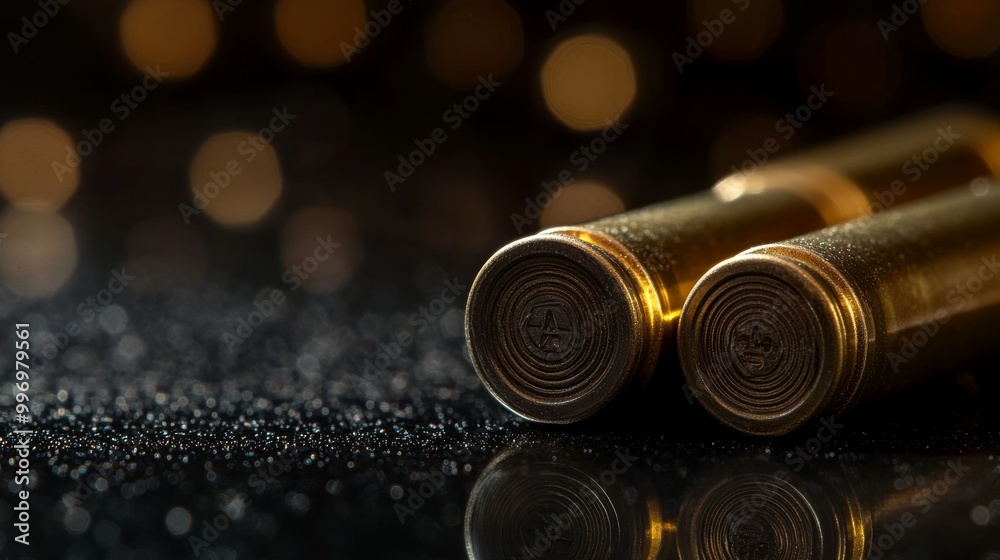 Shotgun shells sit on a shiny black surface. They're made for 12-gauge ...