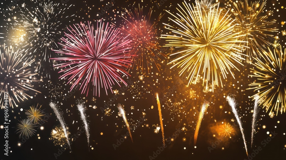 fireworks bursting in the night sky with a dark, clear background ...