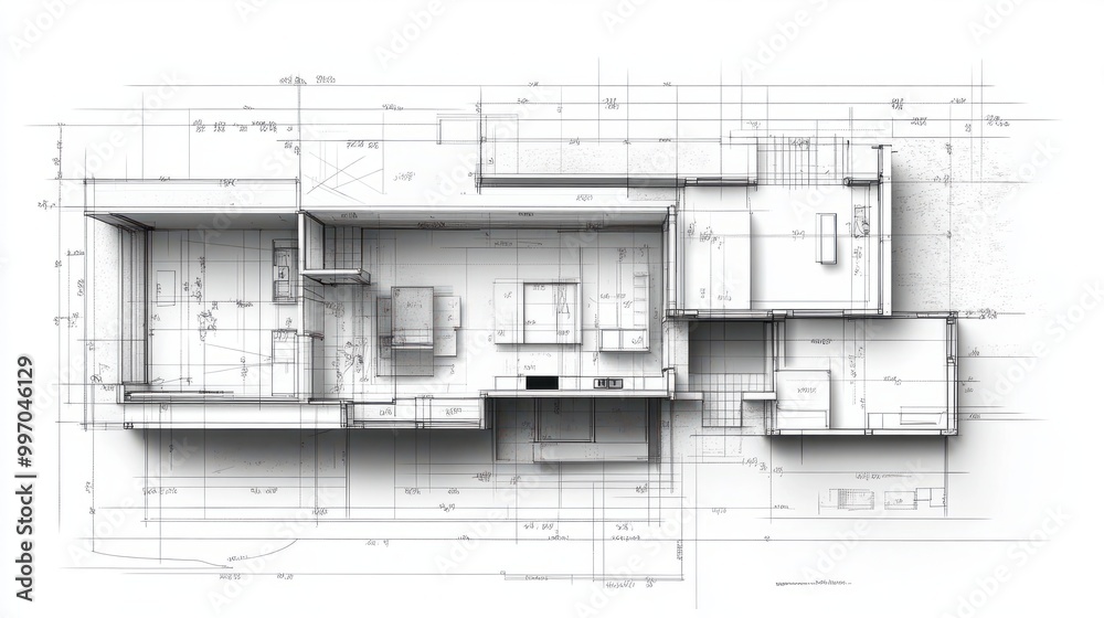 architectural house plan blueprint detailed technical drawing for ...