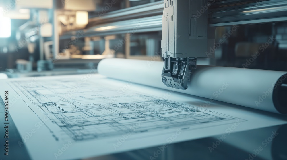 High-resolution of a large format printer producing architectural ...