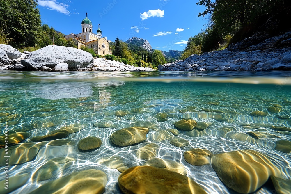 Hyper-realistic depiction of River Alcoa, with crystal clear ...