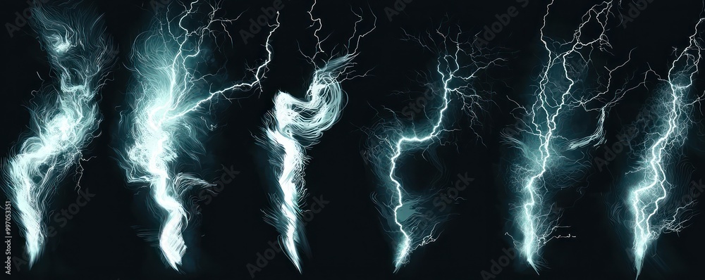 Detailed vector illustration of an animated sprite sheet for lightning ...