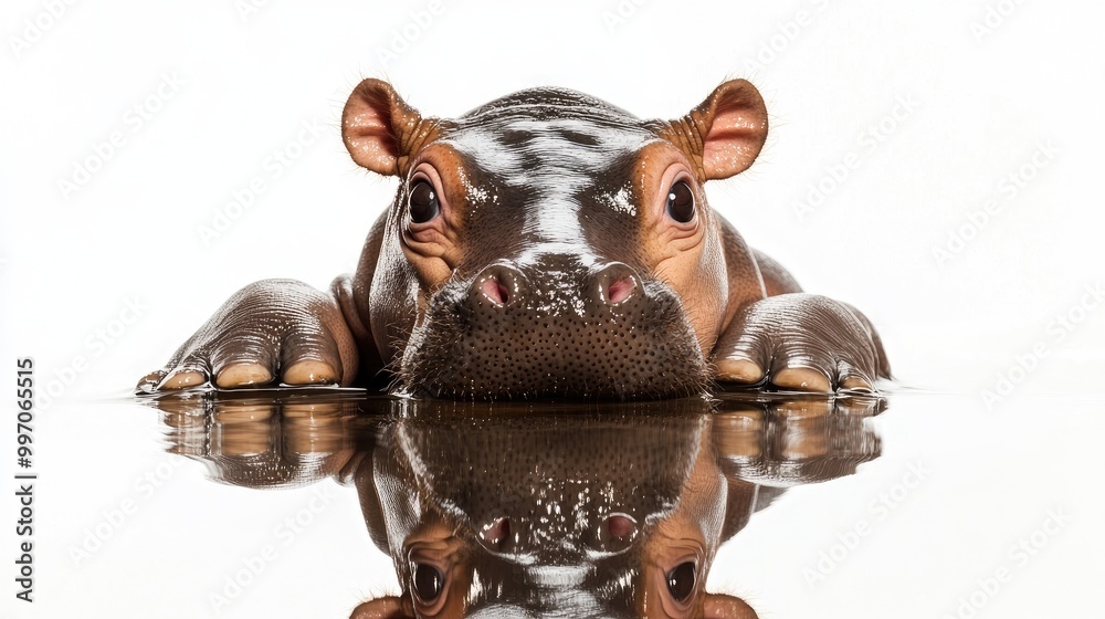Adorable baby hippo slipping on a smooth surface, captured mid-fall ...