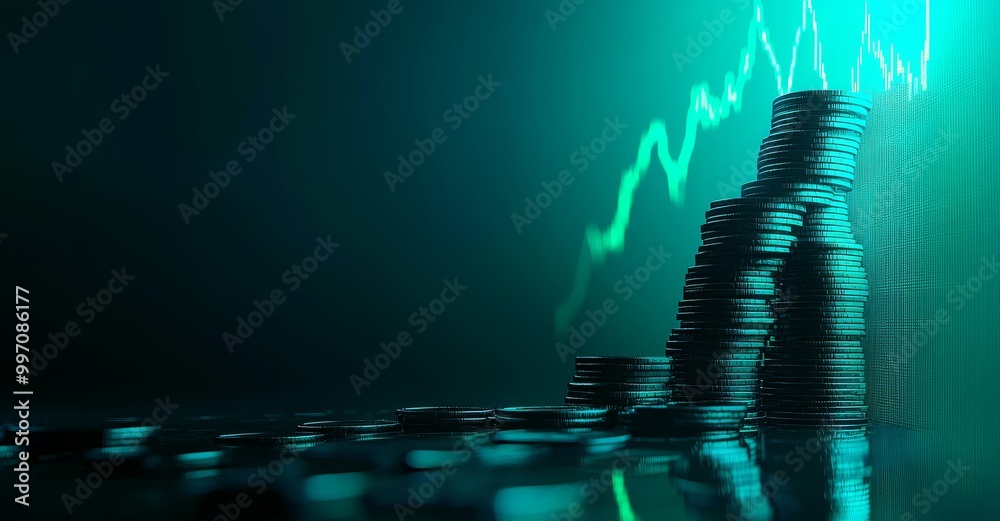Profit chart of global exchange market price shares on 3D background ...