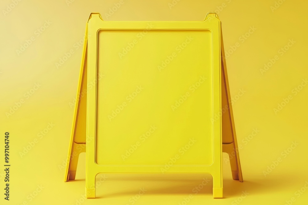Yellow background of an empty attention board with hazard symbol on a ...
