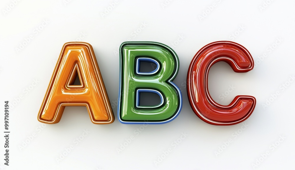 The abc 3d alphabet basic font shown in PNG format on a white ...