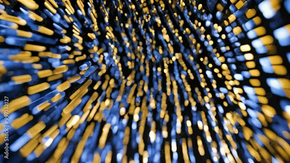 animation of digital technology data moving across a black background ...