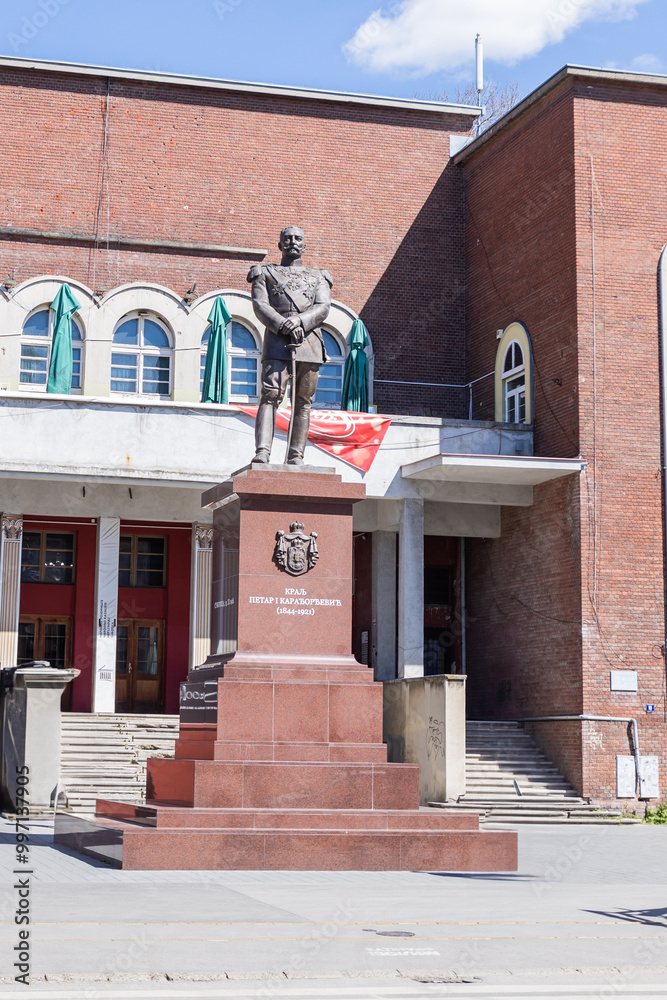 The Kralj Petar (King Peter) monument in Subotica, Serbia, honors the ...