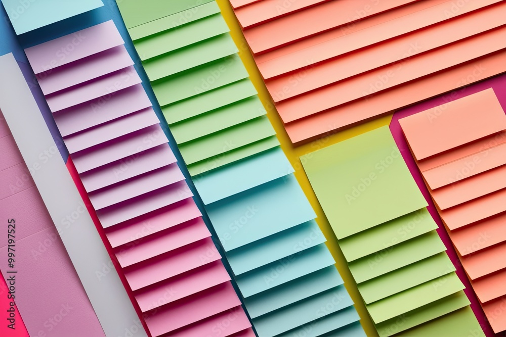 Colorful Background Featuring Assorted Thin Stripes of Sticky Post-It ...