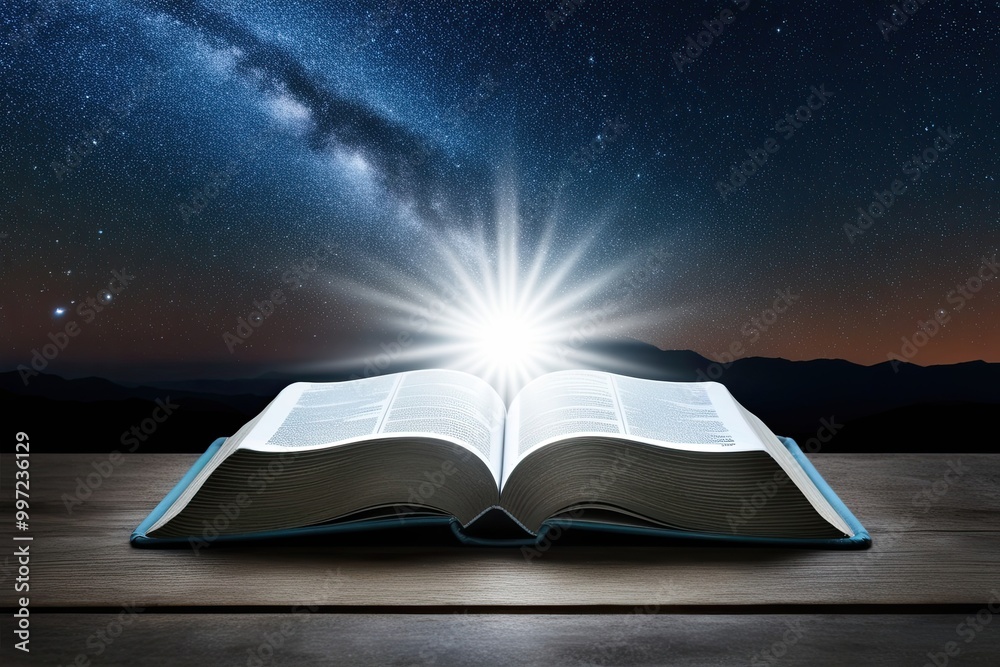 Guiding Light of Faith and Belief with a Starry Night Scripture Book ...