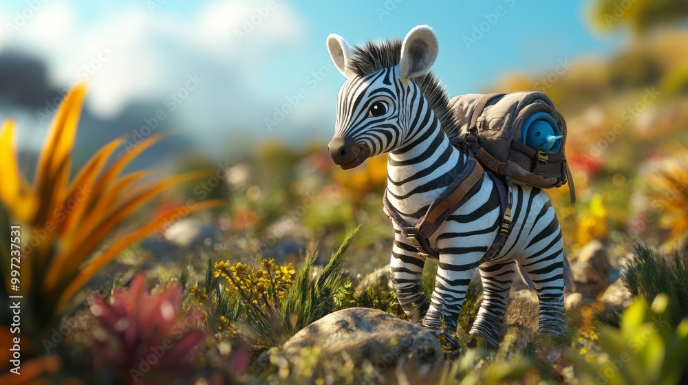 Plasticine figure of a zebra with a backpack. Stock Illustration ...
