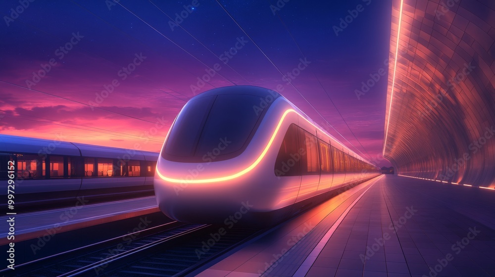 Futuristic HighTech Train Station with Supersonic Magnetic Levitation ...