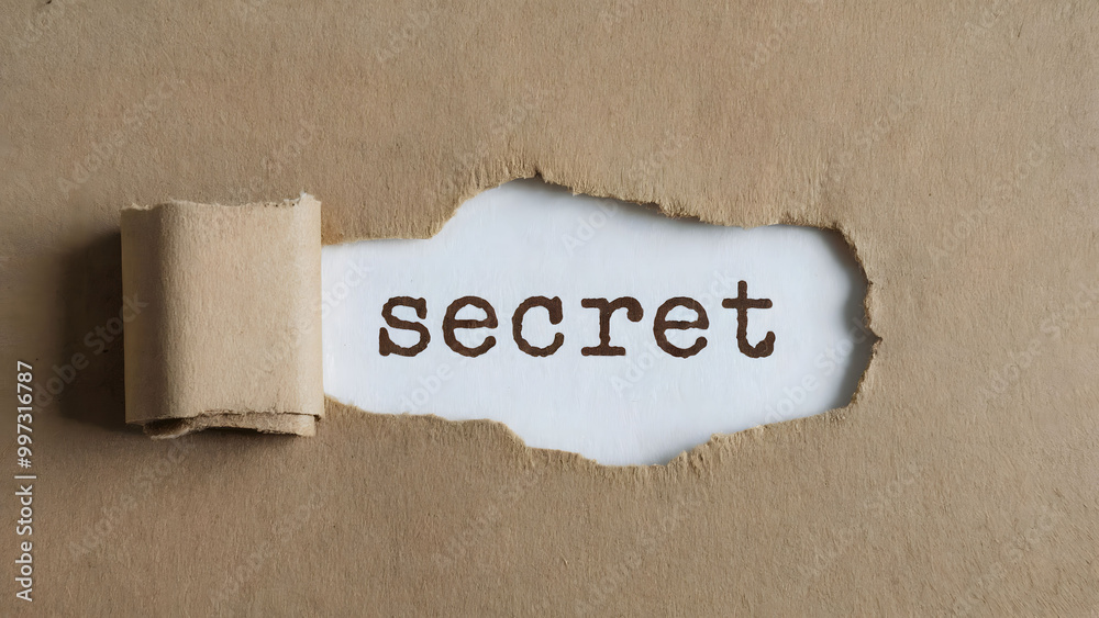 Torn Cardboard Revealing the Word "Secret" Signifying Concealment ...