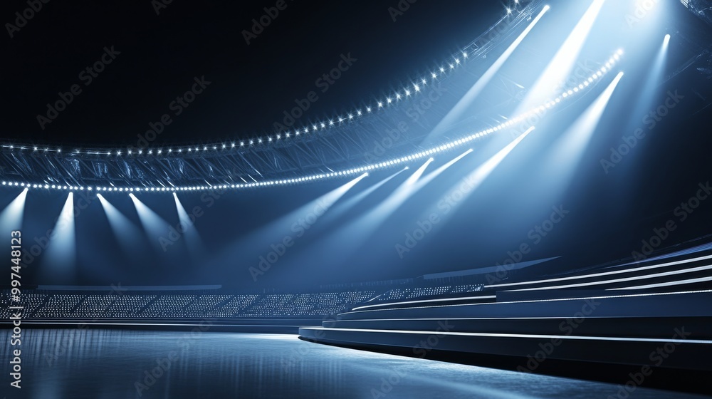 The Olympic stadium podium shines under bright spotlights, showcasing ...