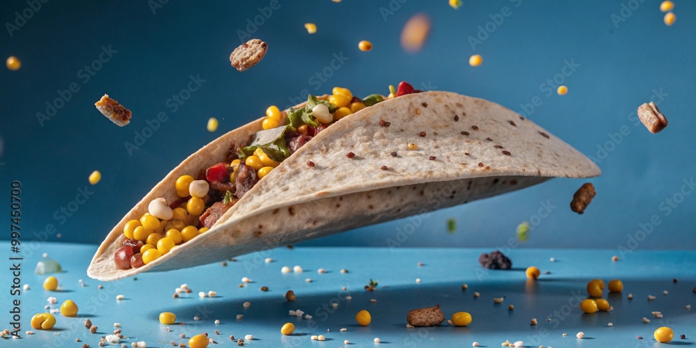 Tortilla volando, un delicioso ingrediente mexicano, representando una ...