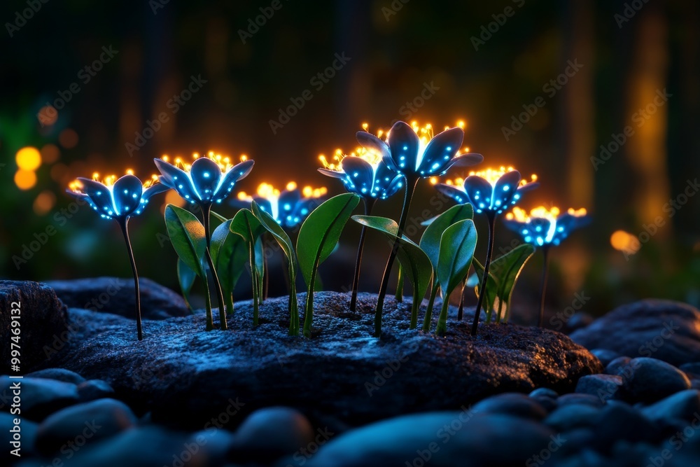 ภาพประกอบสต็อก Fantasy biofuel forest, where mythical creatures harvest ...