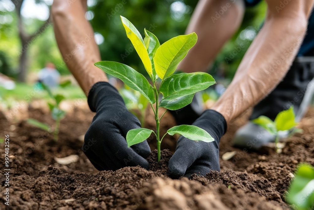 Tree planting initiative as part of a net zero emissions strategy, with ...